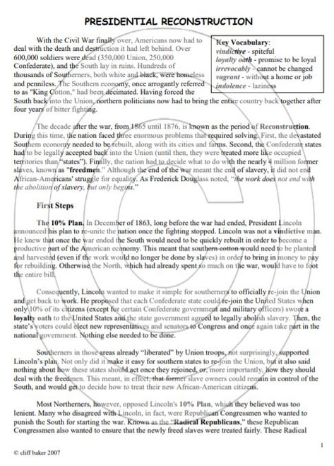 Reconstruction mini-unit, including text - Amped Up Learning