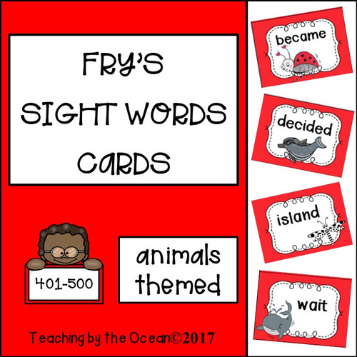 Fry's Sight Words Cards - Animal Themed BUNDLE
