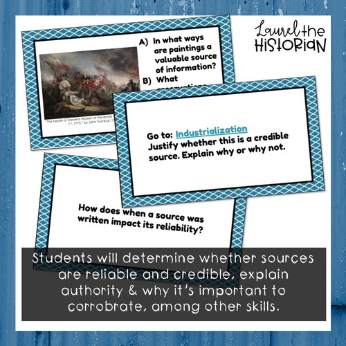 Using Sources: Primary & Secondary Source Task Cards [Editable]