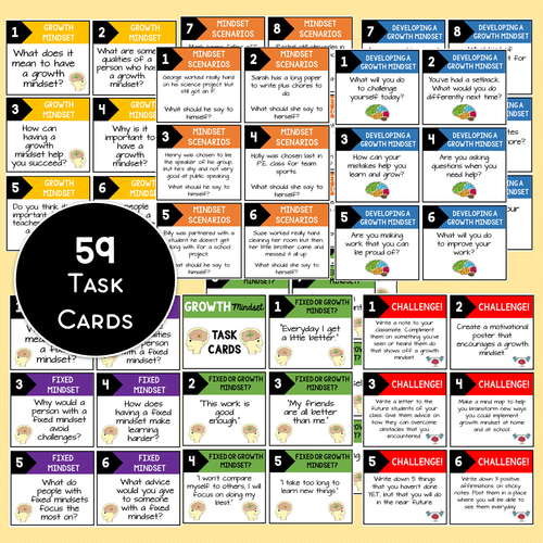 Growth Mindset Reading Comprehension Task Cards