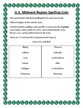 U.S. Northeast Region Spelling Lists - Amped Up Learning