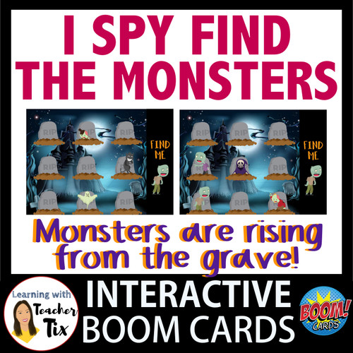 Halloween i spy game find the monsters with GIF boom cards