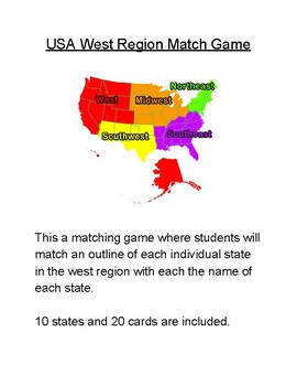 USA Five Region Match Game - Amped Up Learning