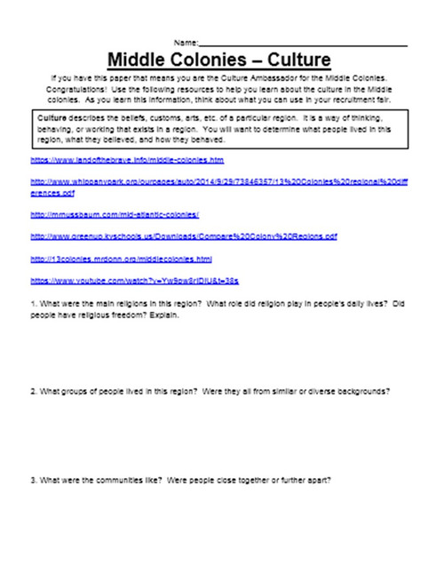 Colonial Regions Recruitment Fair: 13 Colonies PBL - Amped Up Learning