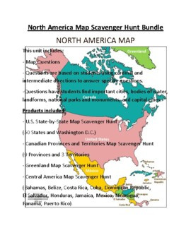 North America, Central America, and South America Map Scavenger Hunt ...