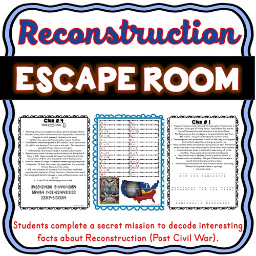 Civil War Reconstruction ESCAPE ROOM! - Amped Up Learning