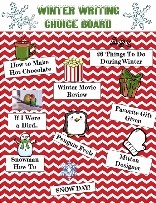 Valentine's Day Writing Choice Board