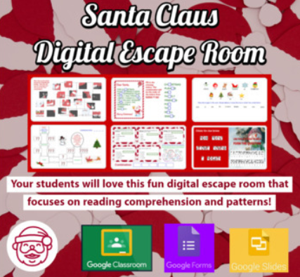 Santa Claus Digital Escape Room on Reading Comprehension & Patterns