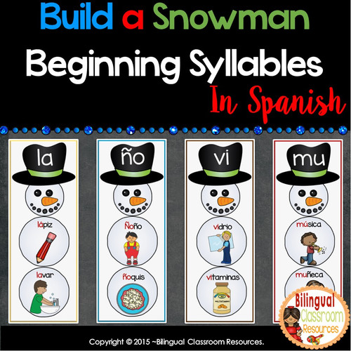 FREE Build a Snowman Beginning Sounds In Spanish-Sonidos Iniciales