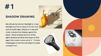 6 Art class Substitute teacher plans, most use paper & pencil