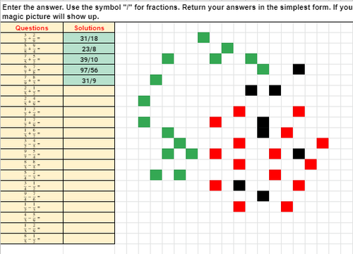 Adding and Subtracting Fractions Pixel Art Activity Martin Luther King
