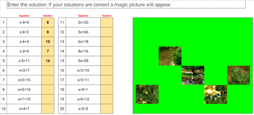 Earth Day Solving One Step Equations Pixel art Activity