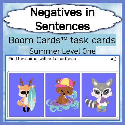 Negatives in Sentences - Summer Level One - Boom Cards™