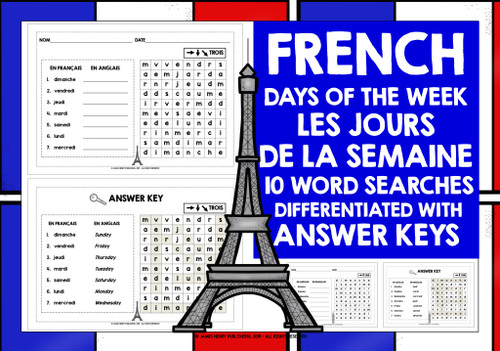 FRENCH DAYS OF THE WEEK WORD SEARCHES - Amped Up Learning