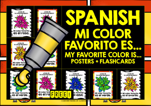 SPANISH COLORS FLASHCARDS POSTERS FREEBIE #2 - Amped Up Learning