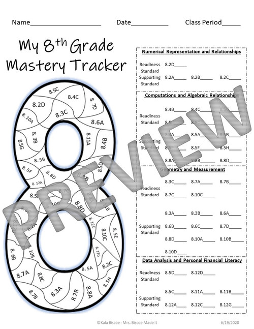 4th Grade Math Data Tracker (CCMS)