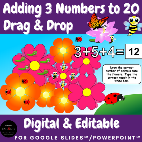 Spring & Summer - Adding 3 Numbers to 20 Drag & Drop Math Google Slides ...