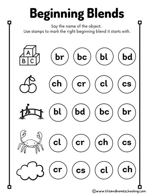 Stamp Beginning Blends Activity