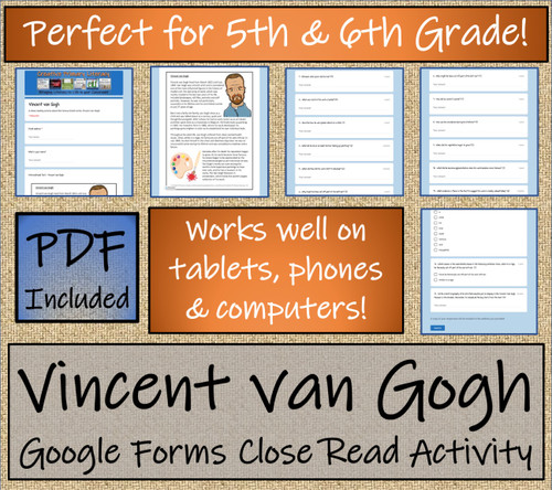 Vincent van Gogh Close Reading Activity | 3rd Grade & 4th Grade