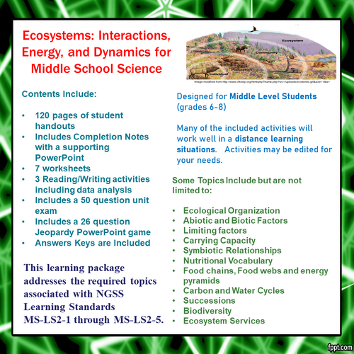 Ecosystem Interactions, Energy and Dynamics Learning Activities for MS ...