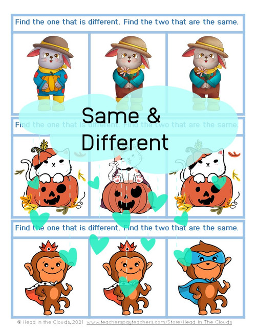 Same & Different - Winter Animals - Matching & Find the Difference