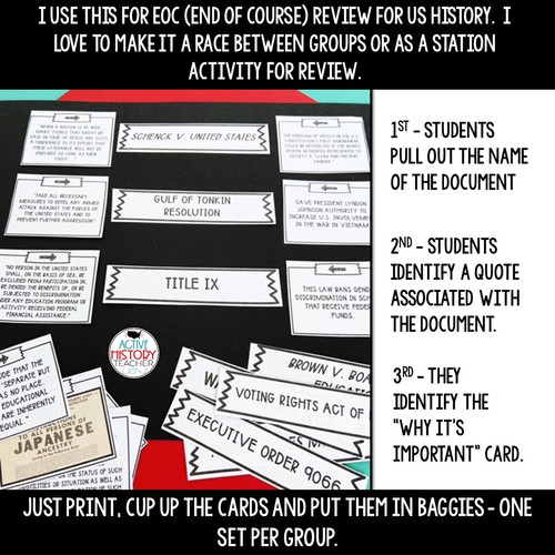 EOC Review Modern Presidents Sorting Activity