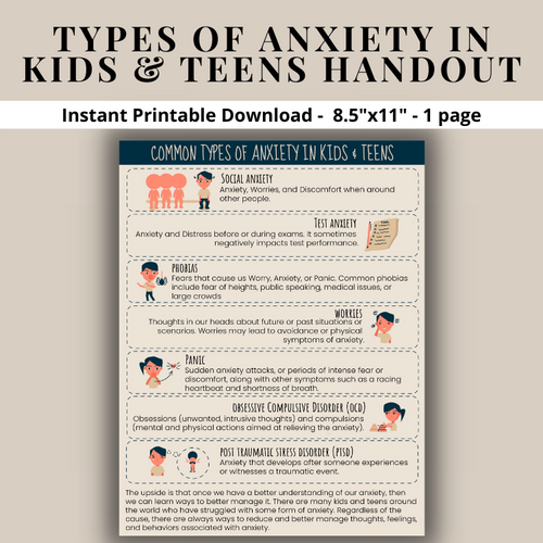 School Counseling Anxiety Resource - Types Of Anxiety In Kids & Teens ...