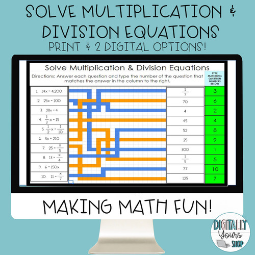 Solve One-Step Multiplication and Division Integer Equations Digital ...