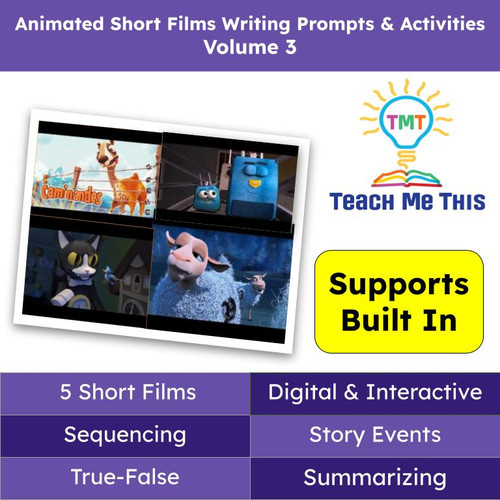 Writing Prompt and Activities: Animated Short Films Volume 2 BUNDLE
