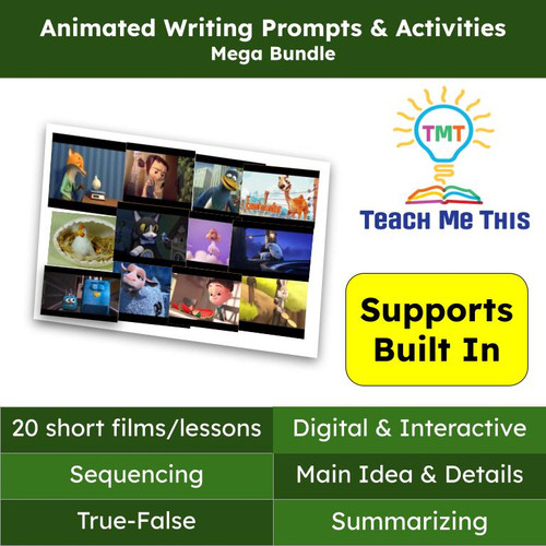 Writing Prompt and Activities: Animated Short Films Volume 2 BUNDLE