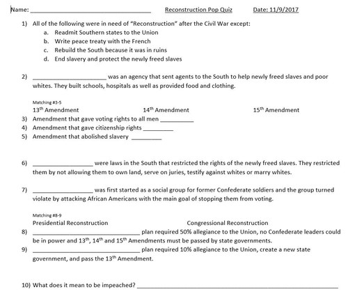 Reconstruction Quiz - Amped Up Learning