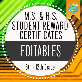 MIDDLE SCHOOL & HIGH SCHOOL STUDENT AWARDS CERTIFICATES (EDITABLE ...