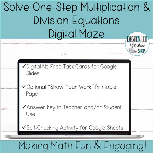 Solve One Step Addition and Subtraction Equations Digital Maze - Amped ...