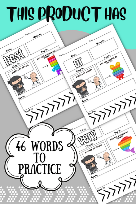 Chop and Pop Hands on Kindergarten Primer Sight Word Practice