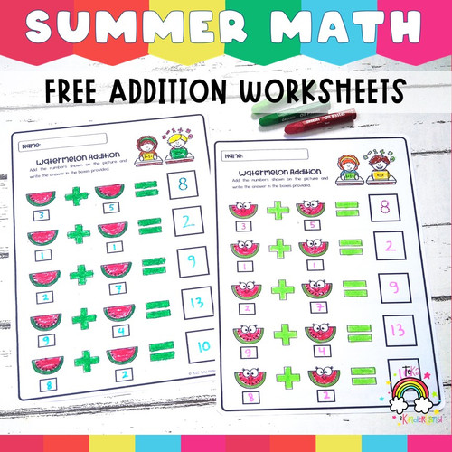 FREE Summer Math Addition Worksheet - Amped Up Learning