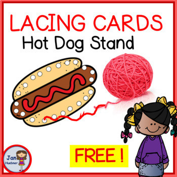 Fine Motor Activites LACING CARDS Hot Dog Stand FREE! - Amped Up Learning