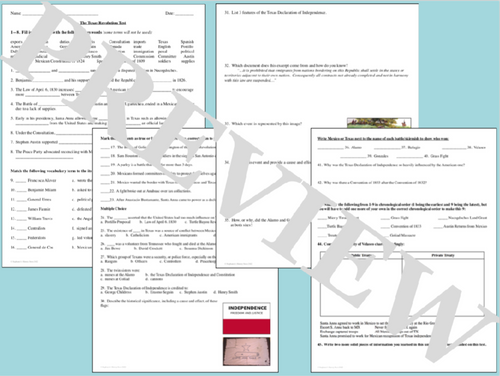 Texas History UNIT TEST BUNDLE