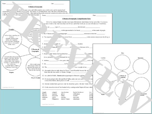 Geography: 5 Themes of Geography Word Wall