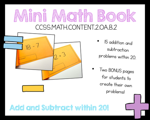 2nd Grade Math Addition and Subtraction Within 20 Assessment 2.OA.B.2