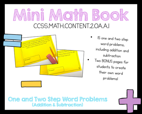 2nd Grade Math One and Two Step Word Problems Assessment 2.OA.A.1