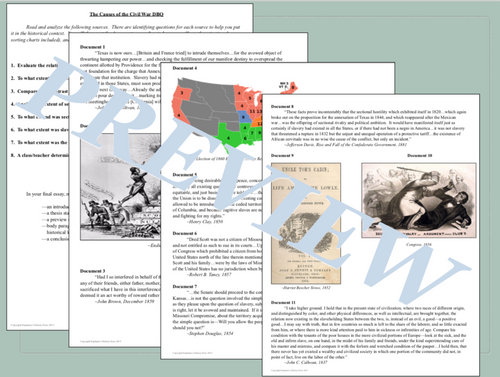 DBQ Causes of the American Civil War