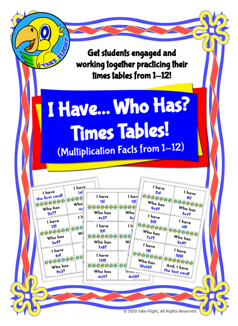 Multiplication Facts Times Tables 1-12 BINGO!