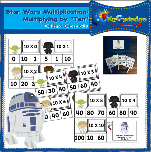 Star Wars Multiplication: Multiplying By FOUR Clip Cards