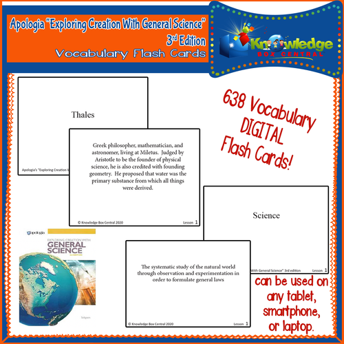 Apologia Exploring Creation With Physical Science Vocabulary Word Flash ...