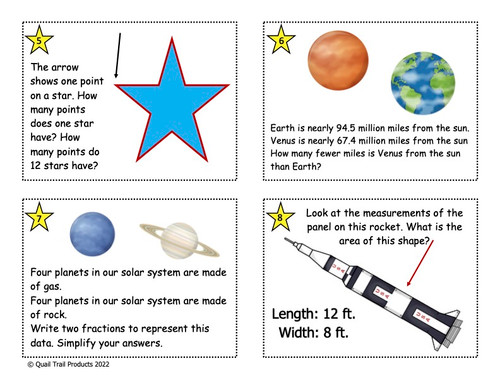 Grade 3 Solar System Math Task Cards