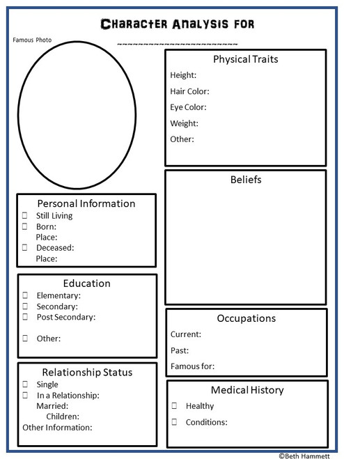 Character Studies Graphic Organizers FREE