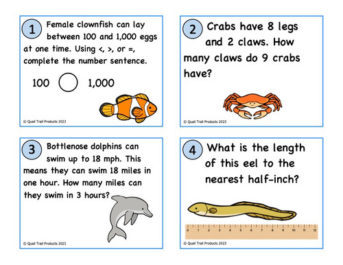 Life Cycle Math Task Cards and PowerPoint