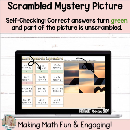 Evaluate Algebraic Expressions Digital Activity
