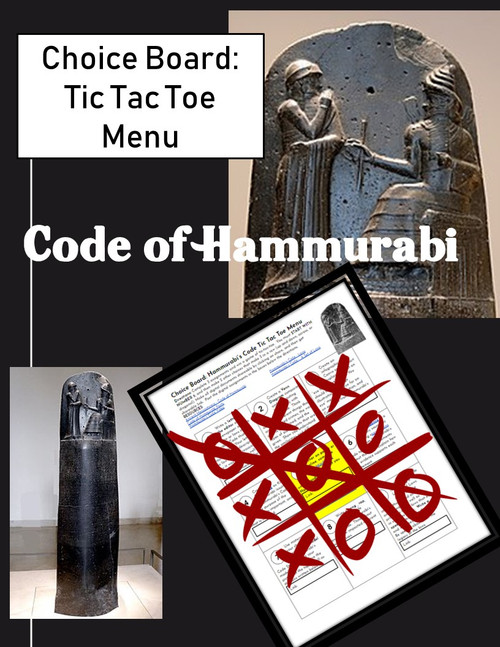 Choice Board: Hammurabi's Code Tic Tac Toe Menu - Amped Up Learning