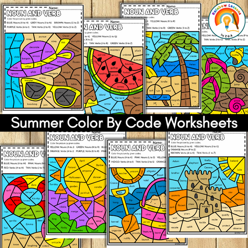 4th of July Color By Code | 4th of July Coloring Pages | Noun and Verb ...